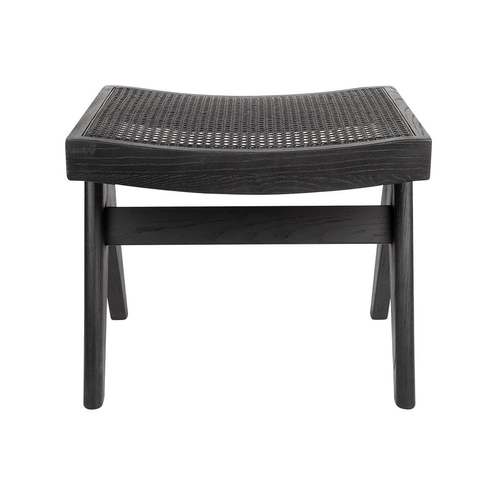 Cuban Rattan Stool Black - The Classic Outfitter